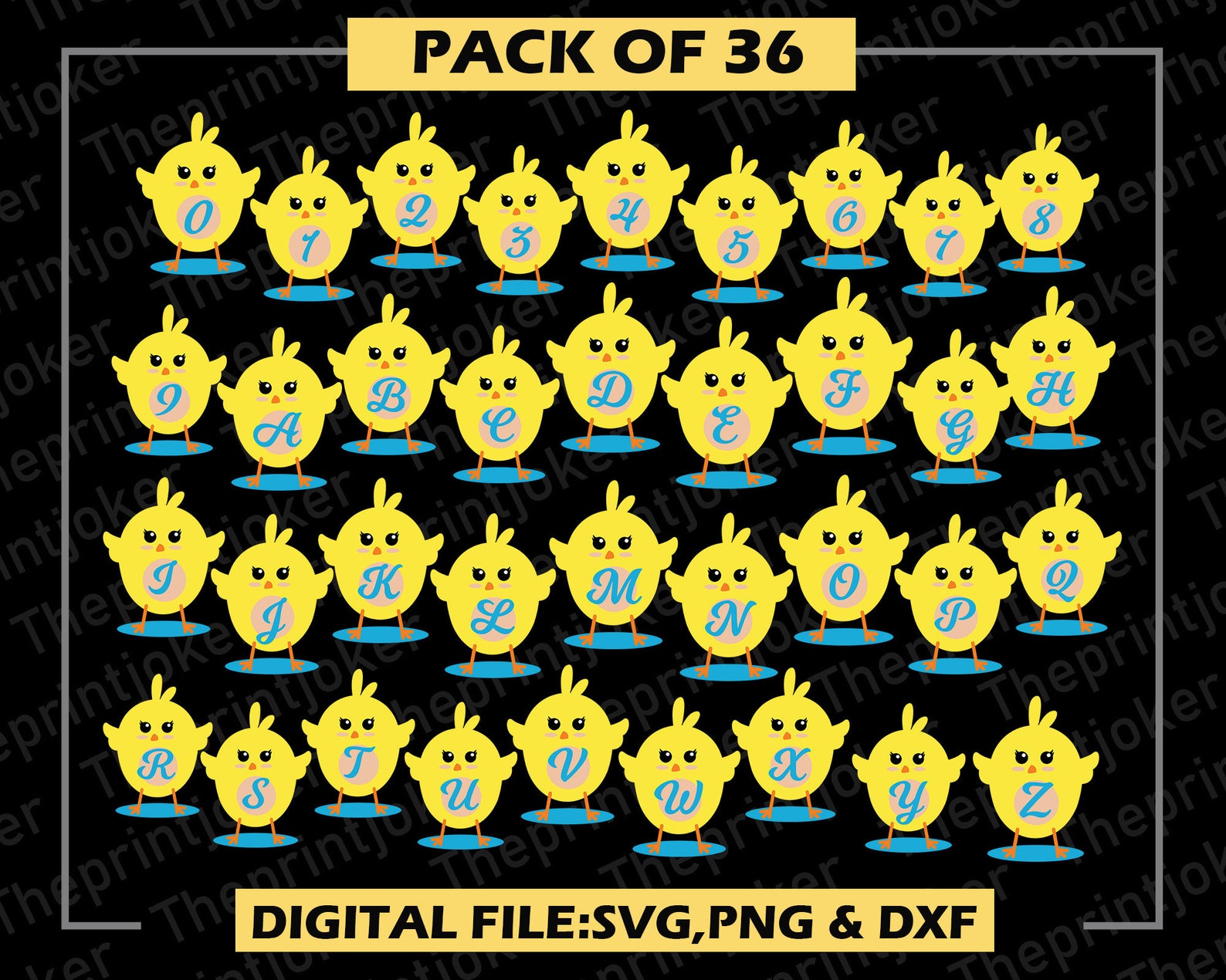 Easter Chick Alphabet 36 Pack, File for Cricut Svg Instant Download ...