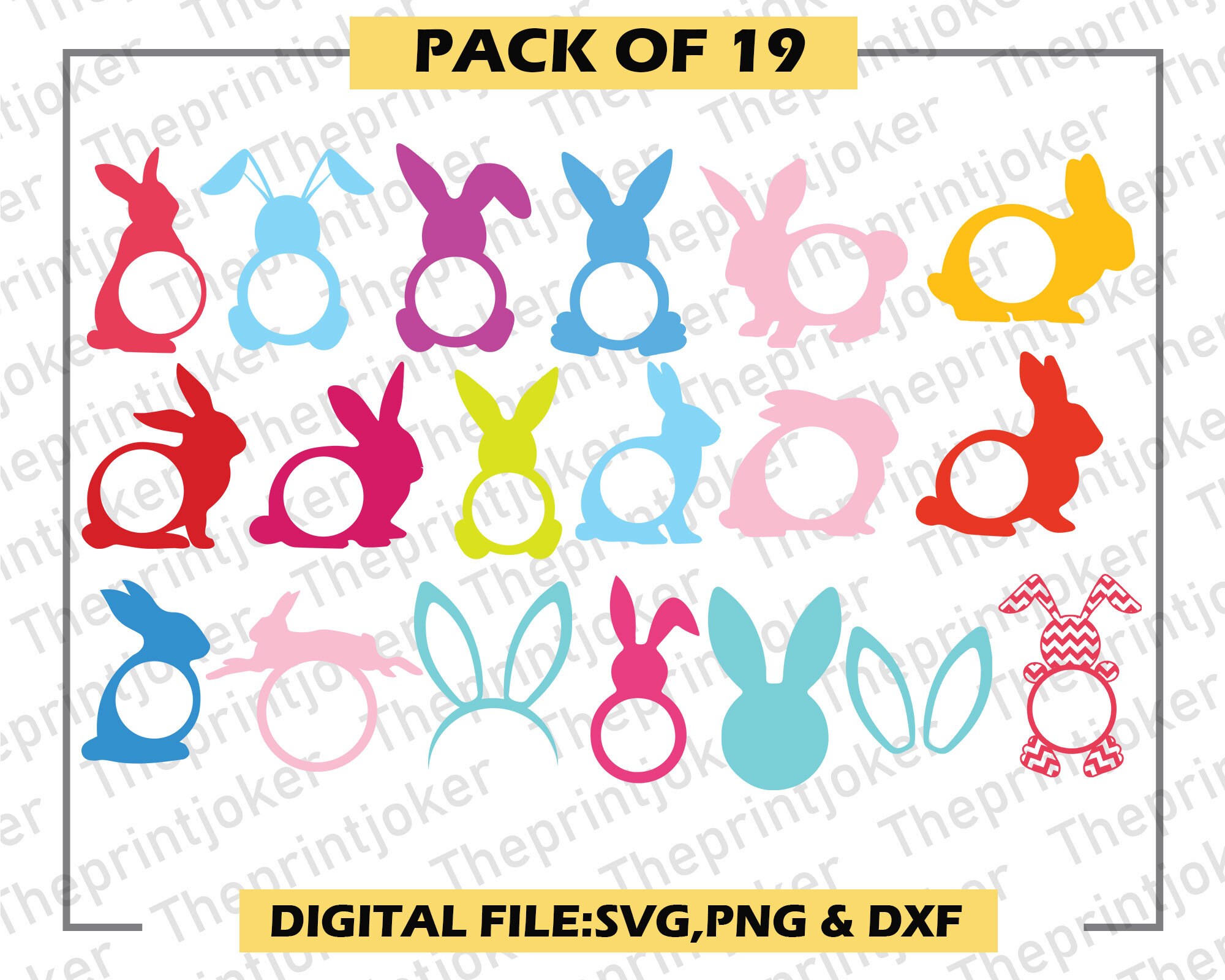 Easter Split Bunny Monogram SVG PNG DXF Bundle, Easter Bunny Laser Cut ...