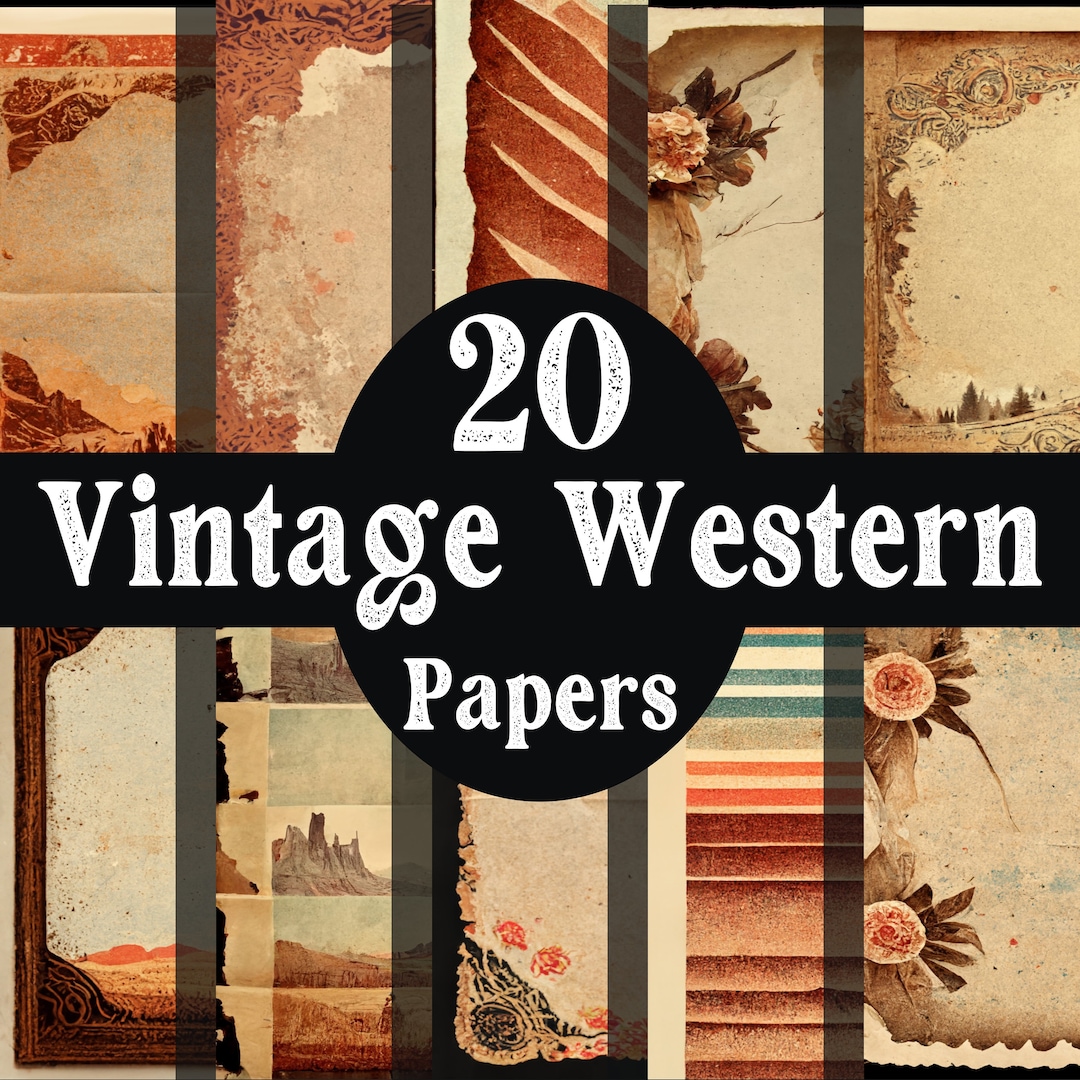 Western Vintage Digital Papers, Printable Scrap Book Paper, Instant ...