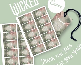 Wicked Thank You Tags, Wicked Inspired Birthday Favor Tags, Wicked Gift ...