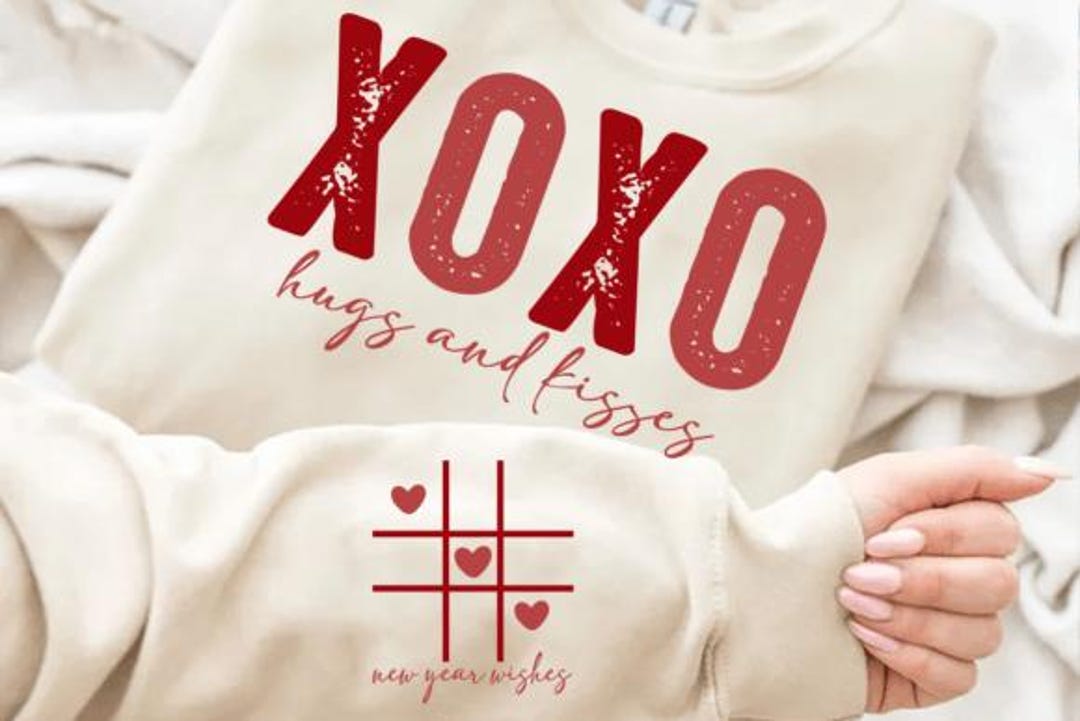 XOXO Hugs & Kisses and Heart Grid Sublimation, Designs Single Svg Funny ...