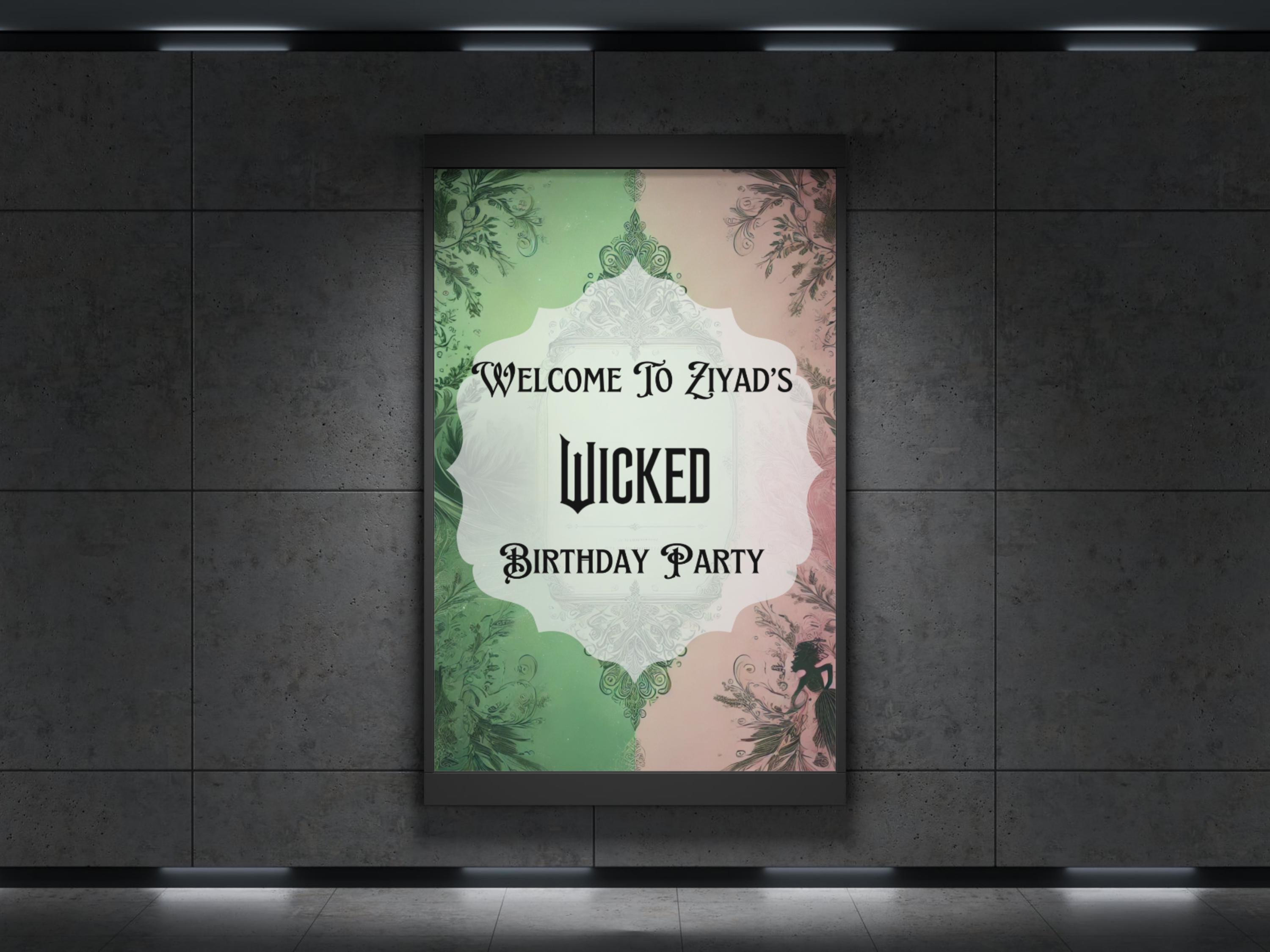 Wicked Themed Birthday Welcome Poster Sign Ariana & Cynthia, Glinda ...