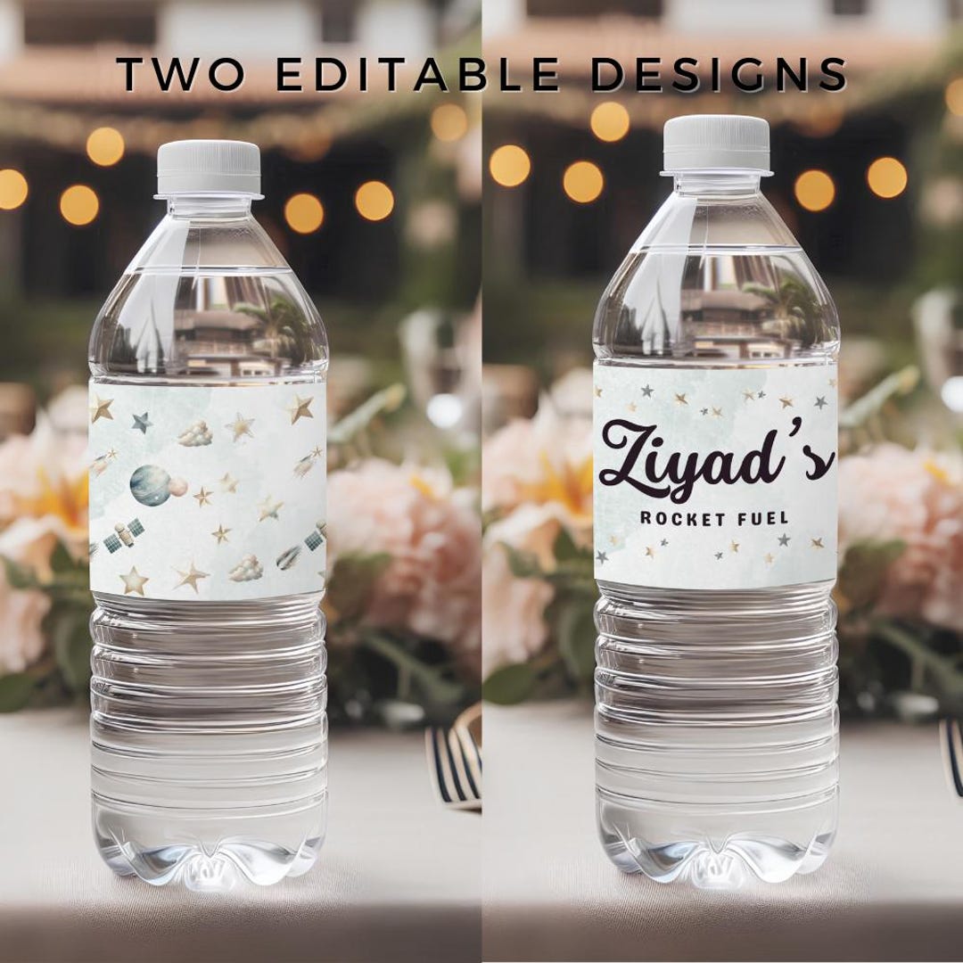 Editable Outer Space Water Bottle Label Galaxy Party Decor Space ...