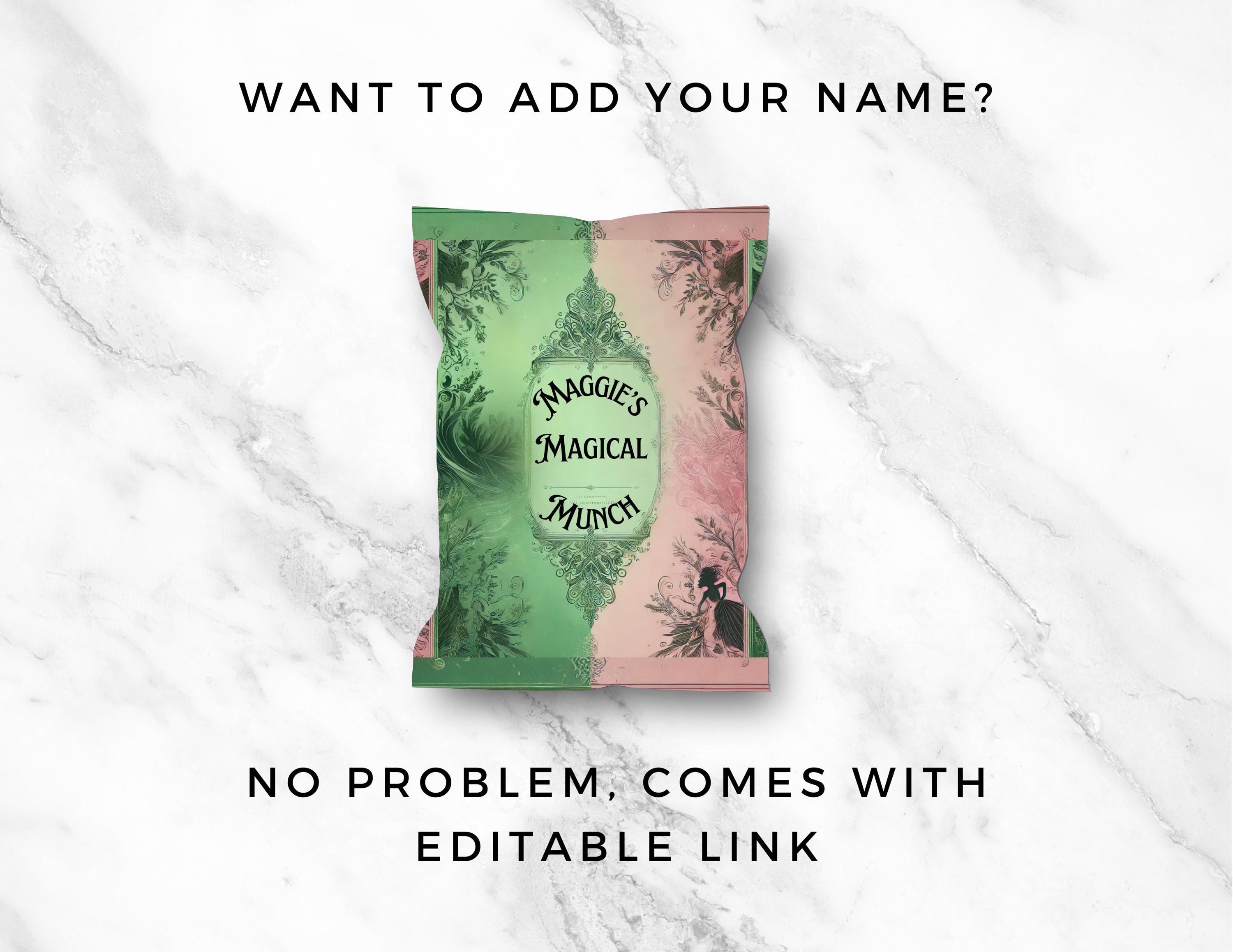 Wicked Birthday Chip Bag, Wicked Party Souvenir, Defy Gravity, Wizard ...