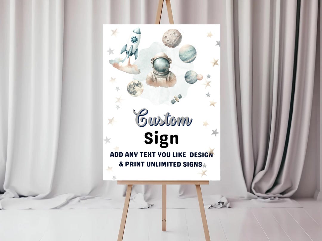 Editable Custom Sign Space Birthday Sign Galaxy Birthday Outer Space ...