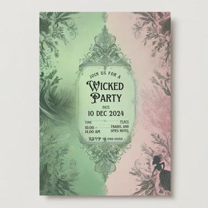 Wicked Party Invitation for Birthday Editable Invite Pink and Green ...