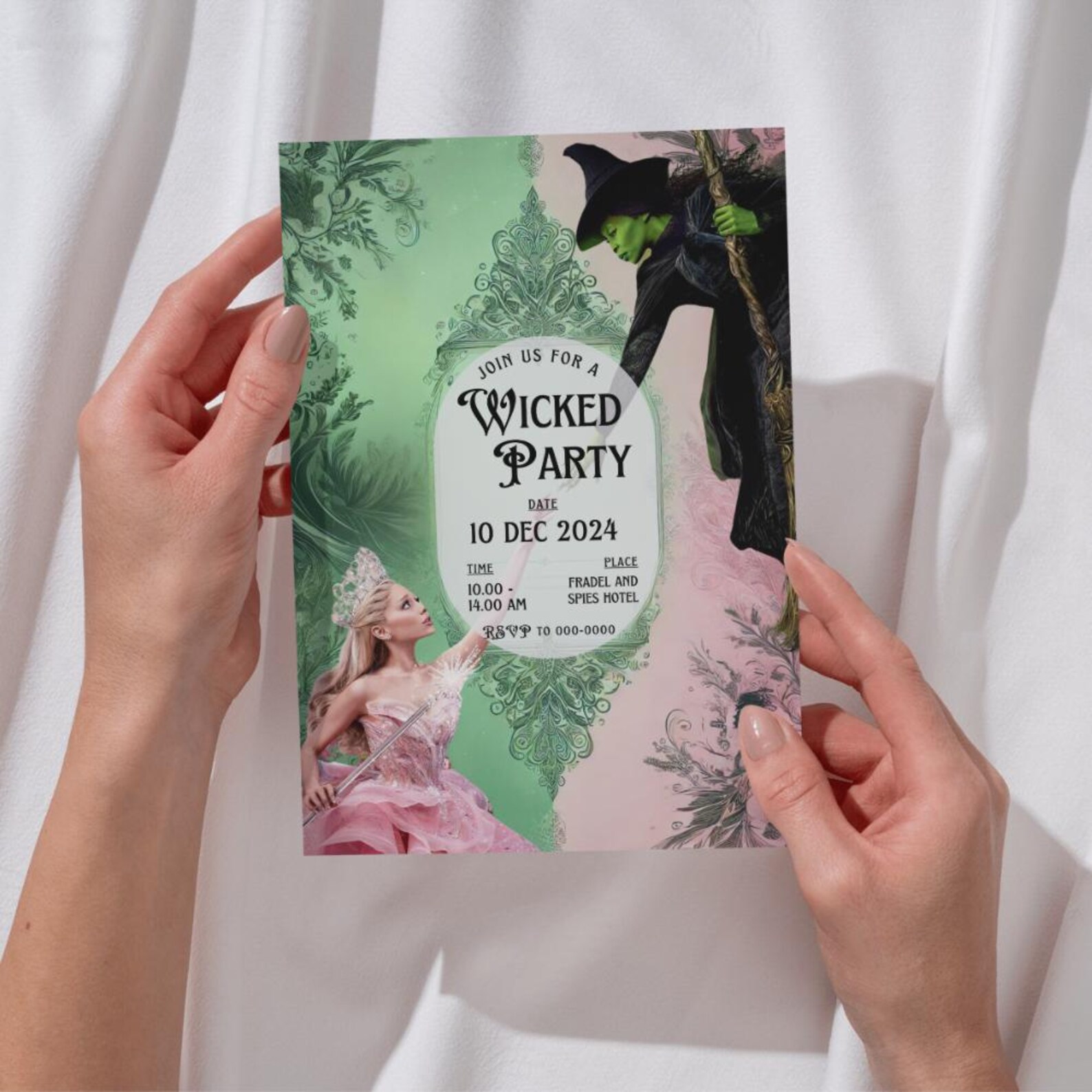 WICKED Birthday Invitation, Galinda & Elphaba Ariana Grande Invitation ...