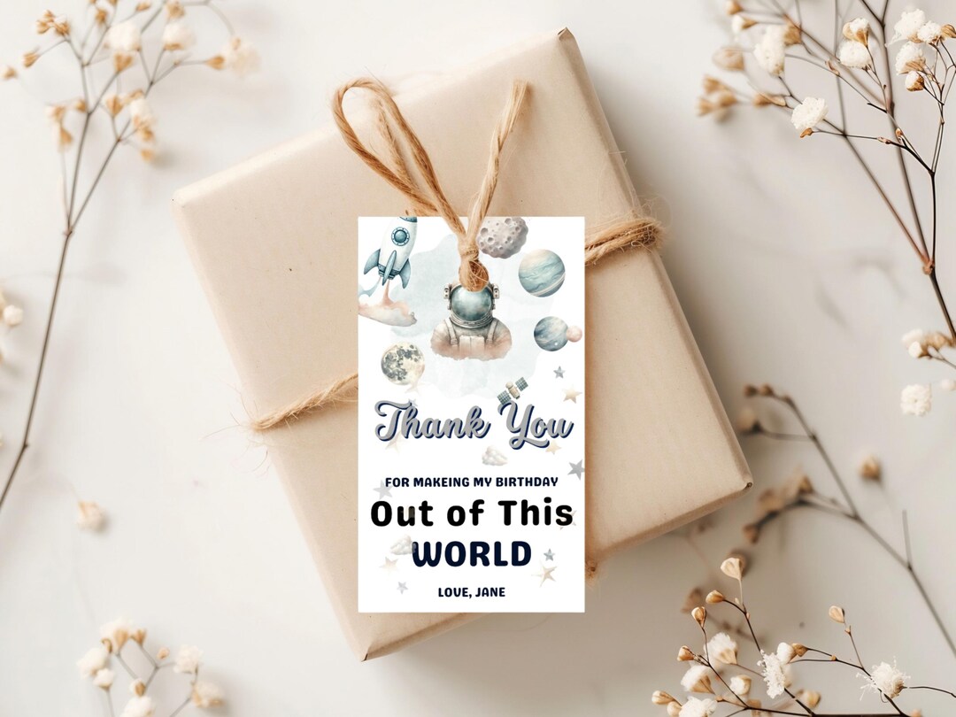 Editable Outer Space Favor Tag Space Birthday Thank You Label Galaxy ...
