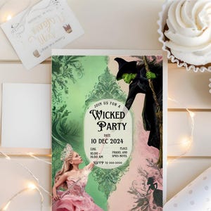 WICKED Birthday Invitation, Galinda & Elphaba Ariana Grande Invitation ...