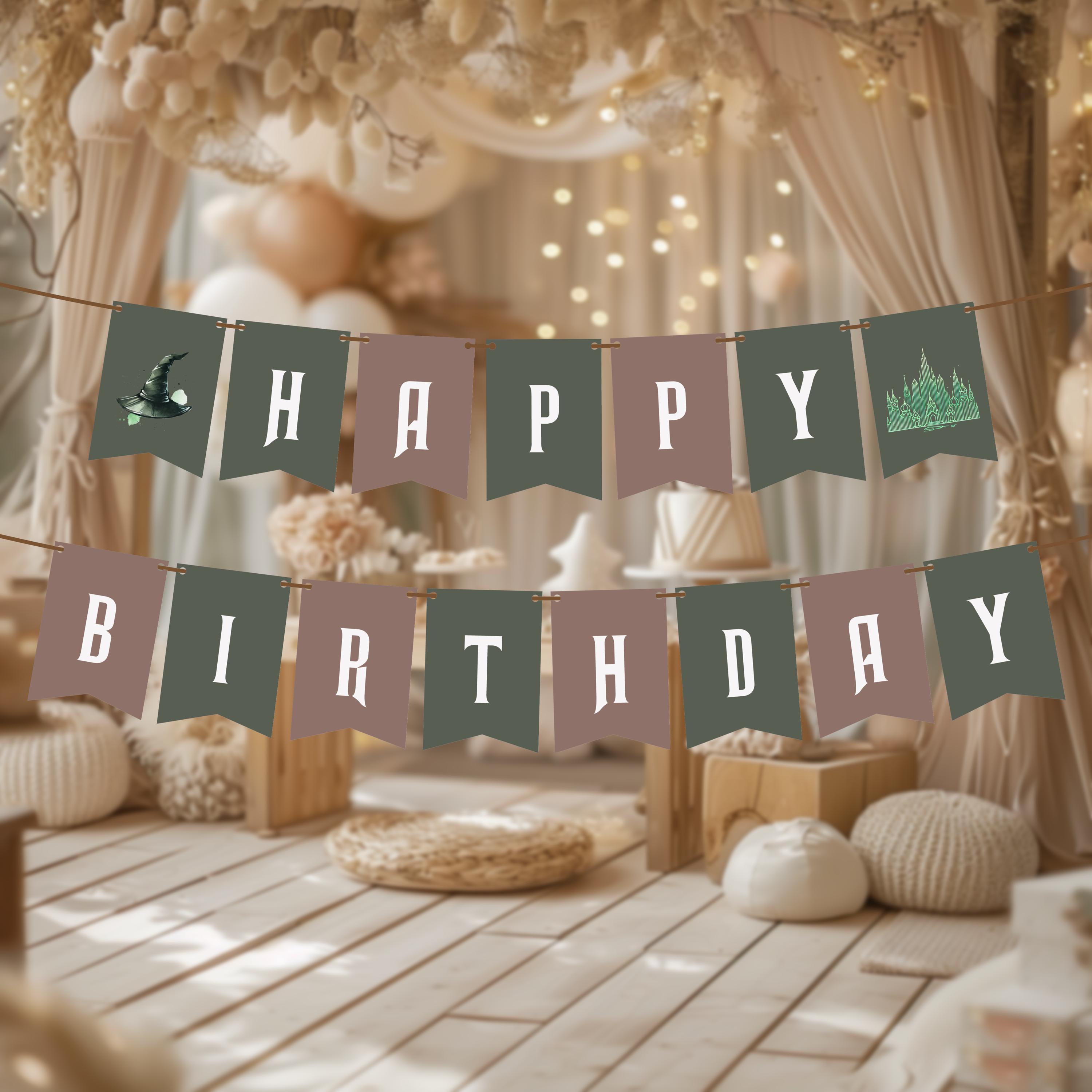Wicked Printable Happy Birthday Banner Bunting 5x7, Pink Green ...