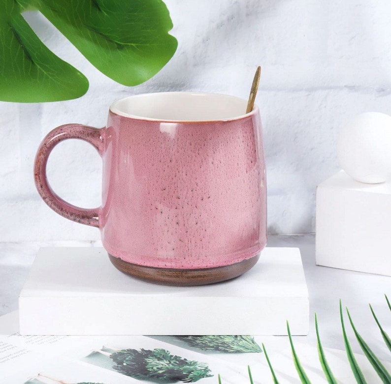 Large Pottery Coffee Mug 21OZ Pink Spots Big Tea Cup for - Etsy