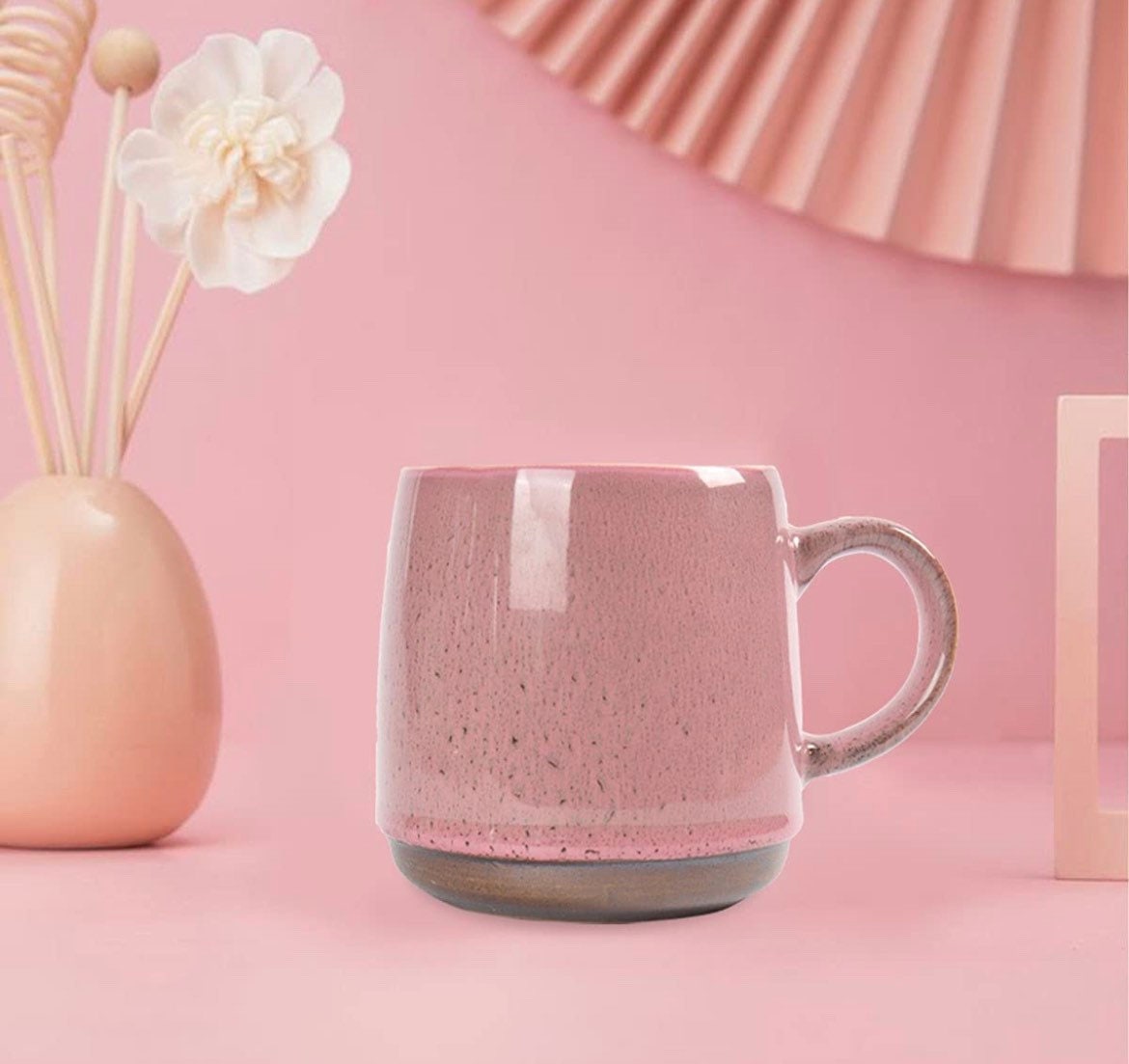 Large Pottery Coffee Mug 21OZ Pink Spots Big Tea Cup for - Etsy