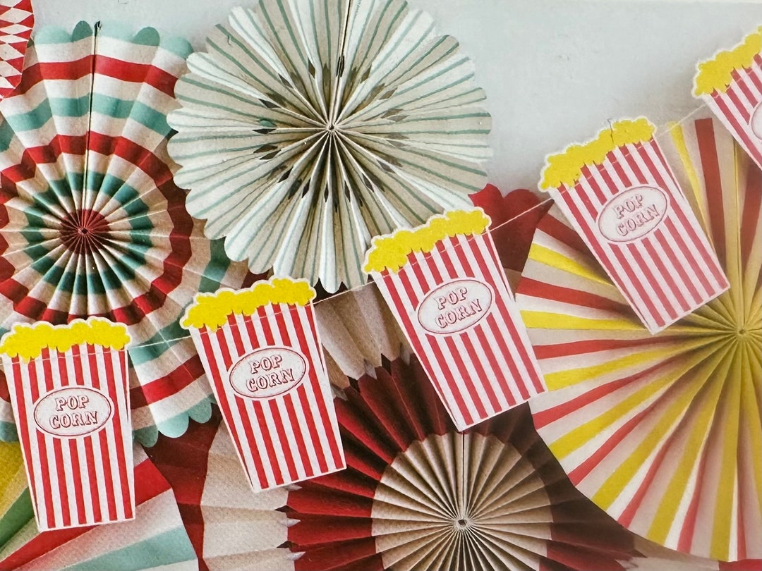 Popcorn Banner Carnival Circus Birthday Party Decoration Double Sided ...