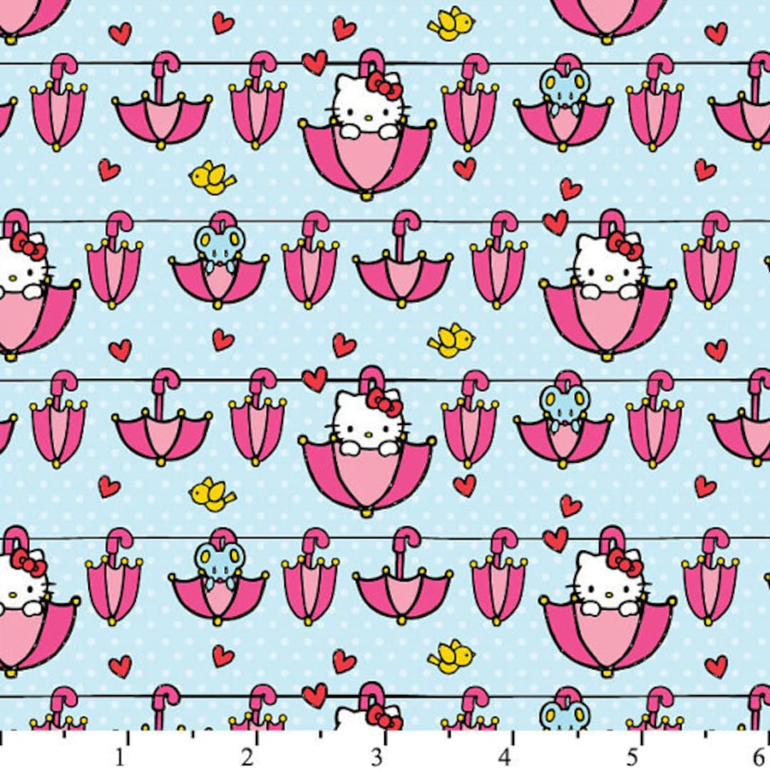 Hello Kitty Cotton Fabric - Classic Hello Kitty - Umbrella - Quilting ...