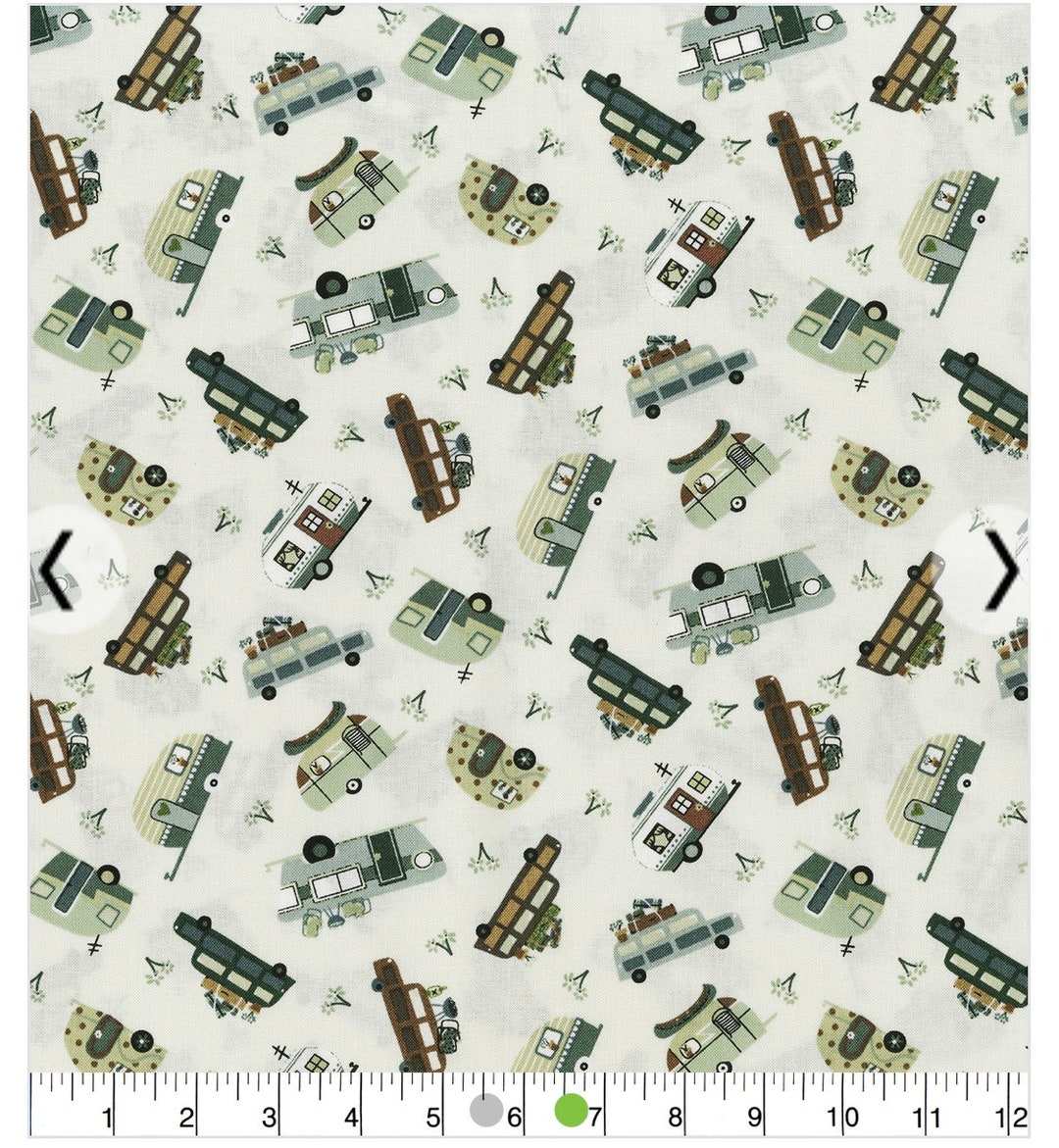 Retro Camping Trip Fabric Cotton Fabric Vintage Camper - Etsy