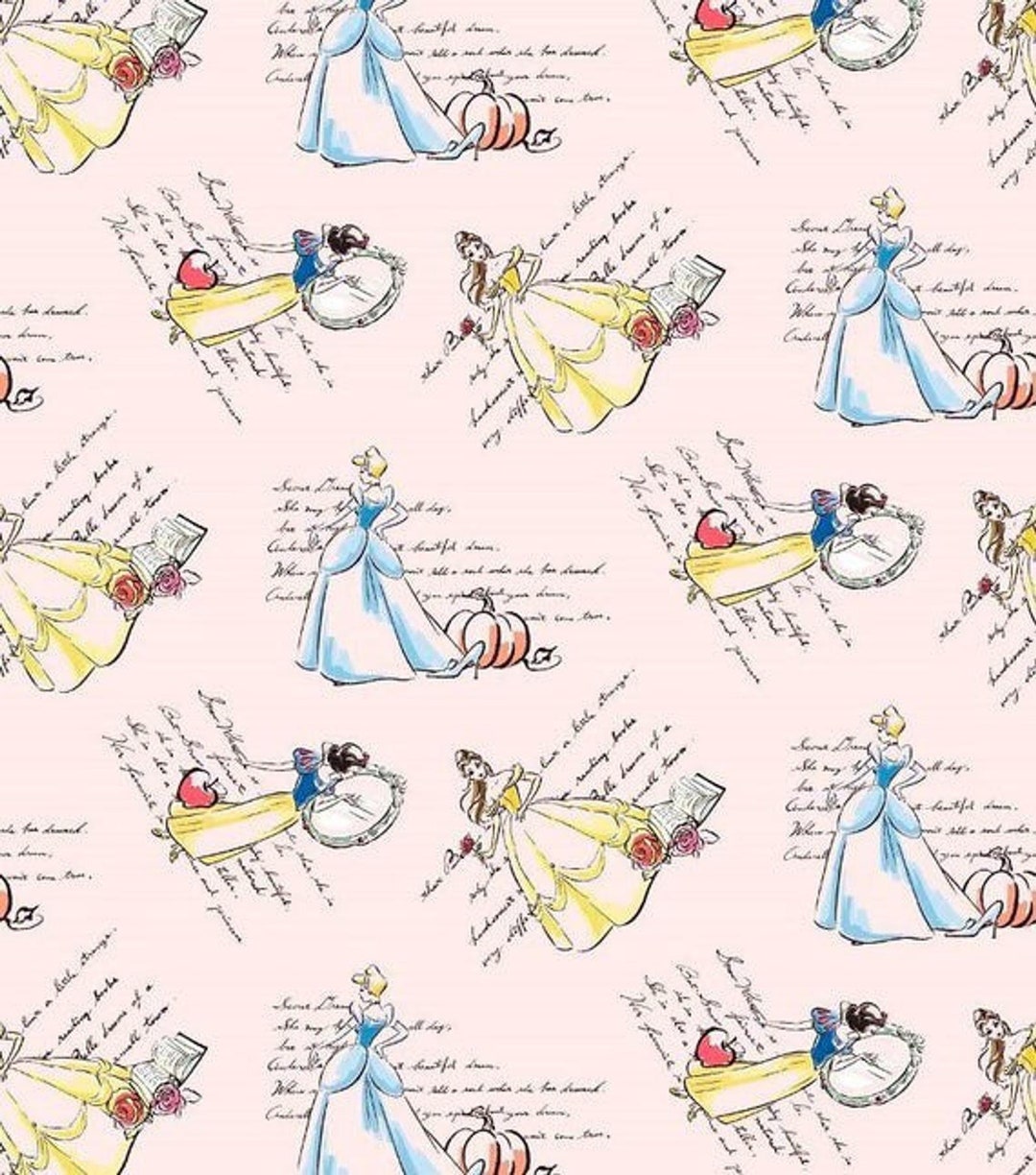 Fashionable Princess Fabric Disney Princess Fabric Pink Cotton Fabric ...