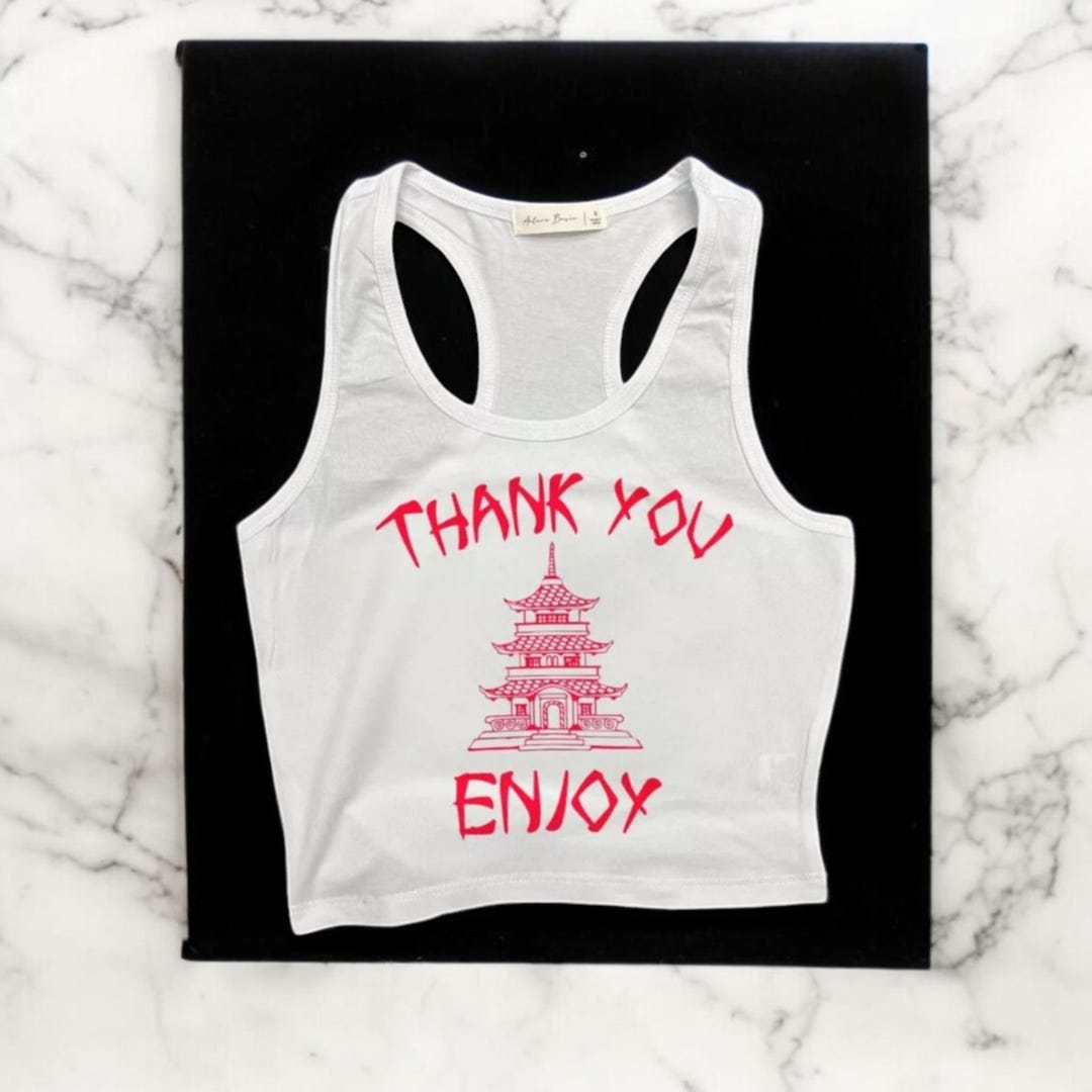 Thank You Enjoy Womens Cropped Tank Bold Fun Graphic Top - Etsy