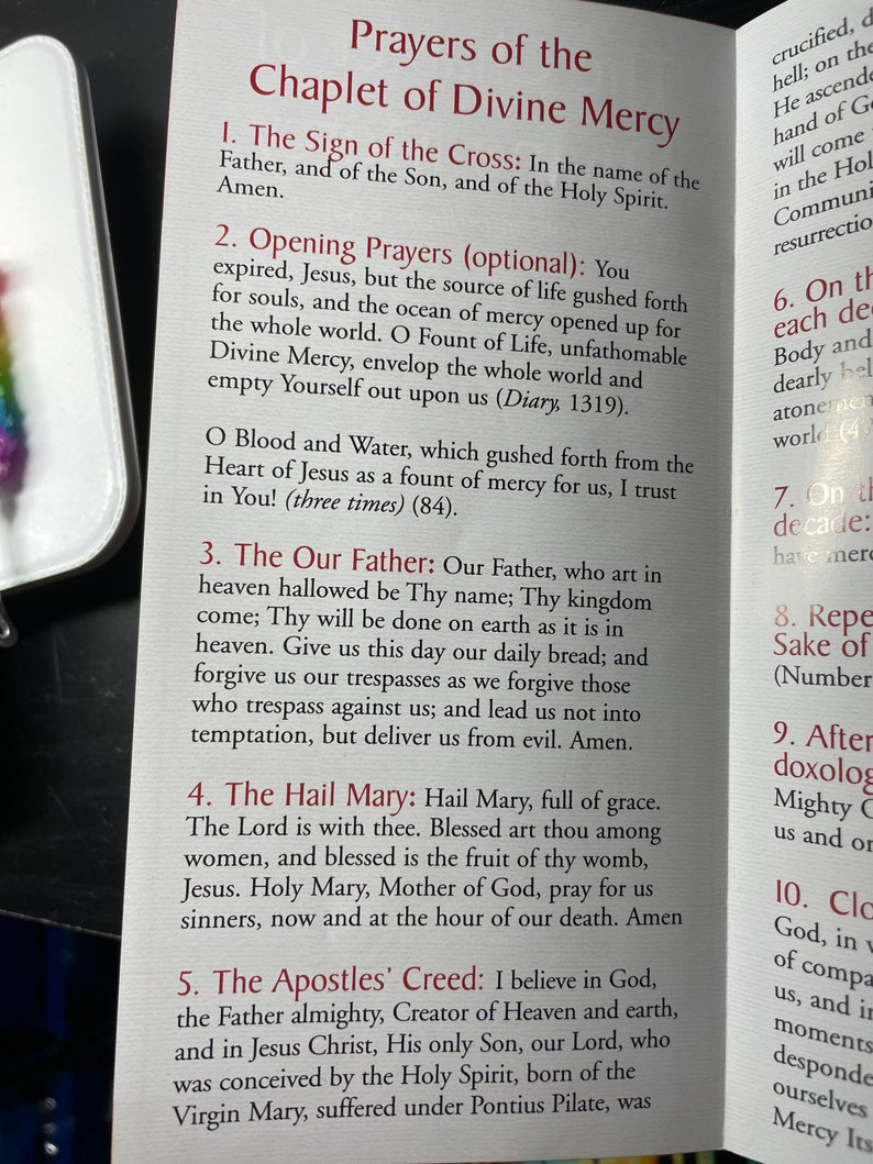 The Chaplet of the Divine Mercy Prayer Complete Pamphlet english - Etsy