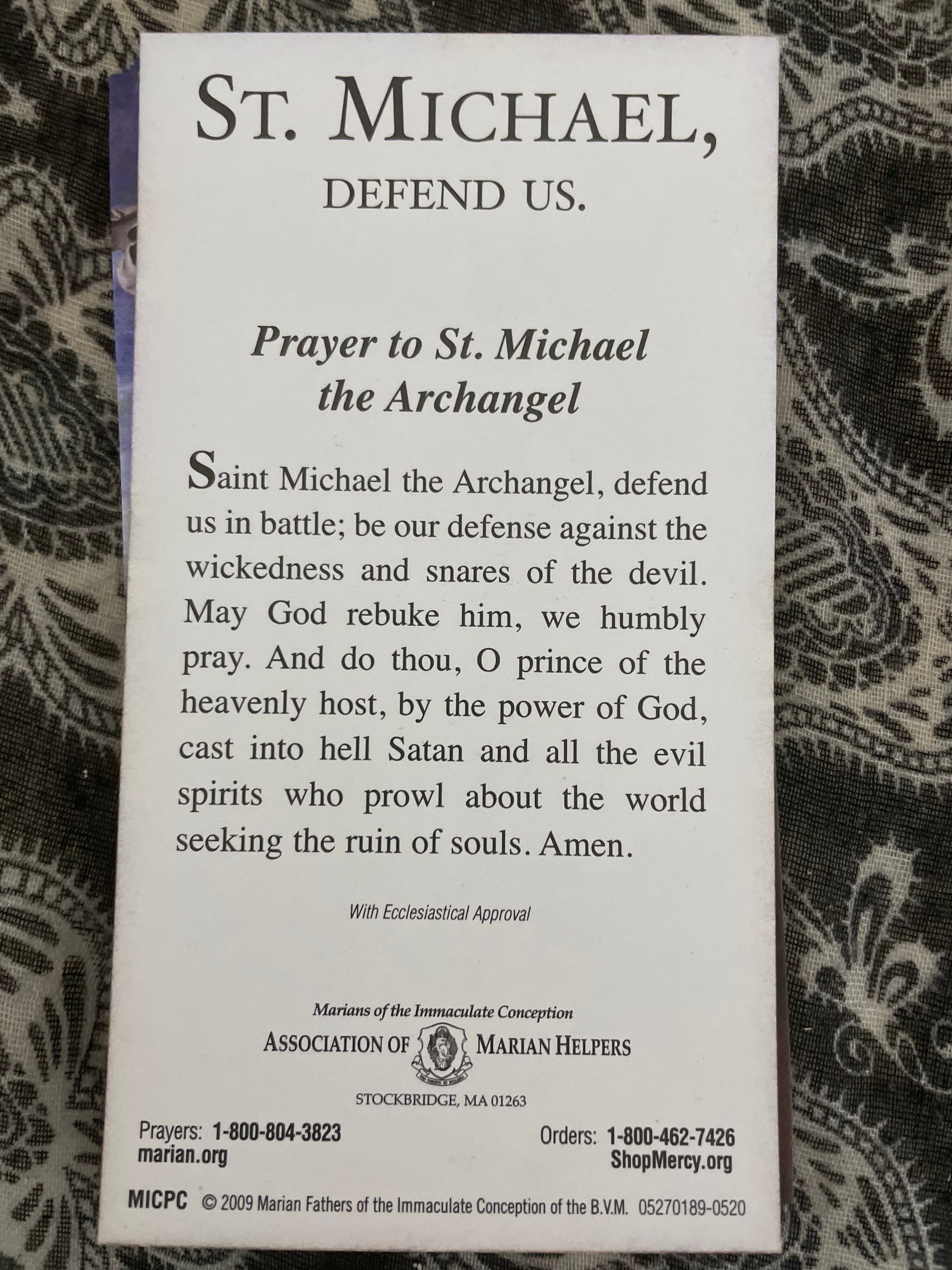 St.michael the Archangel - Prayer Card (ENGLISH) - Etsy