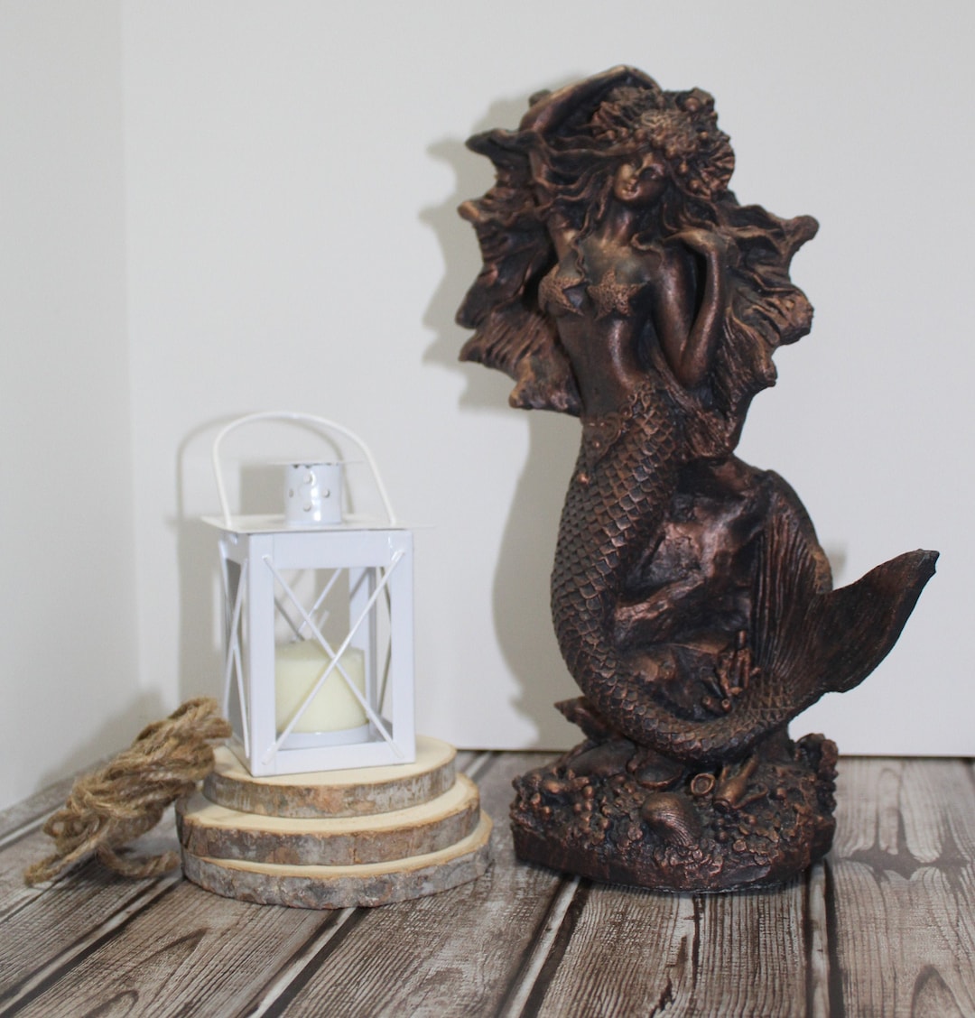Handmade Hand Painted Mermaid Concrete Garden Yard Indoor Statue - Etsy