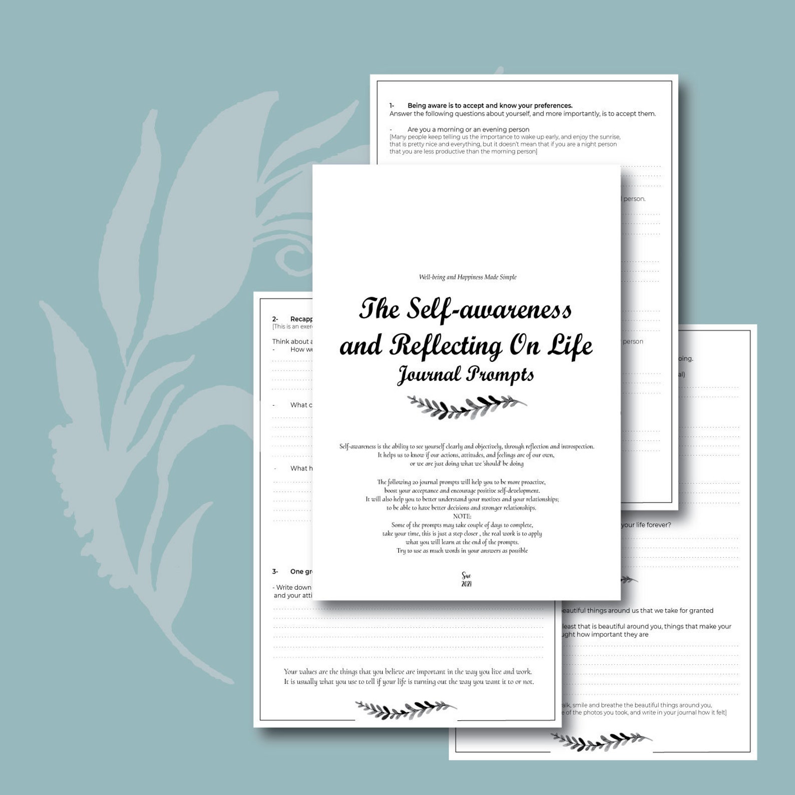 Self-awareness printable Journal Prompts 20 days of | Etsy