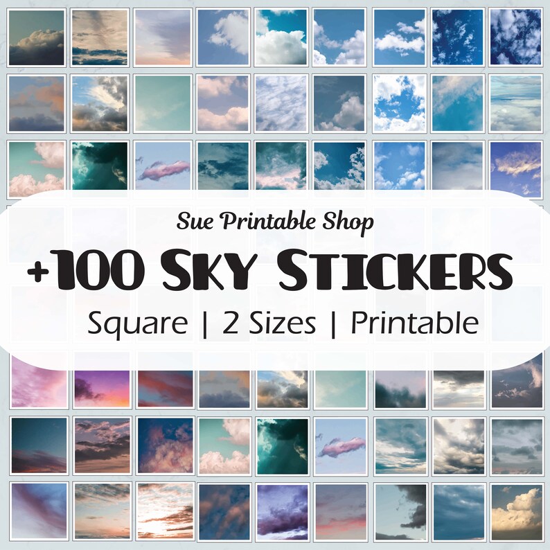 Printable Sky Stickers Digital Download Stickers Square - Etsy