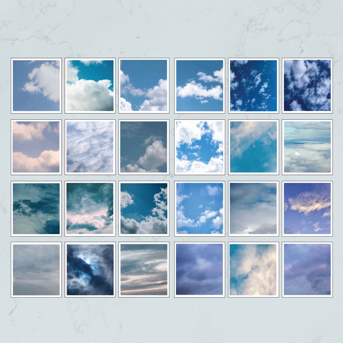 Printable Sky Stickers Digital Download Stickers Square - Etsy