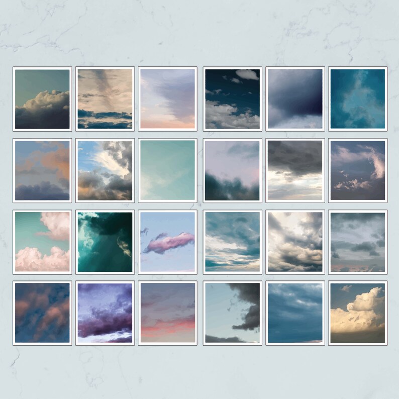 Printable Sky Stickers Digital Download Stickers Square - Etsy