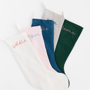 Personalized Linen Stocking Handmade Stocking Embroidered Holiday ...