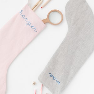 Personalized Linen Stocking Handmade Stocking Embroidered Holiday ...