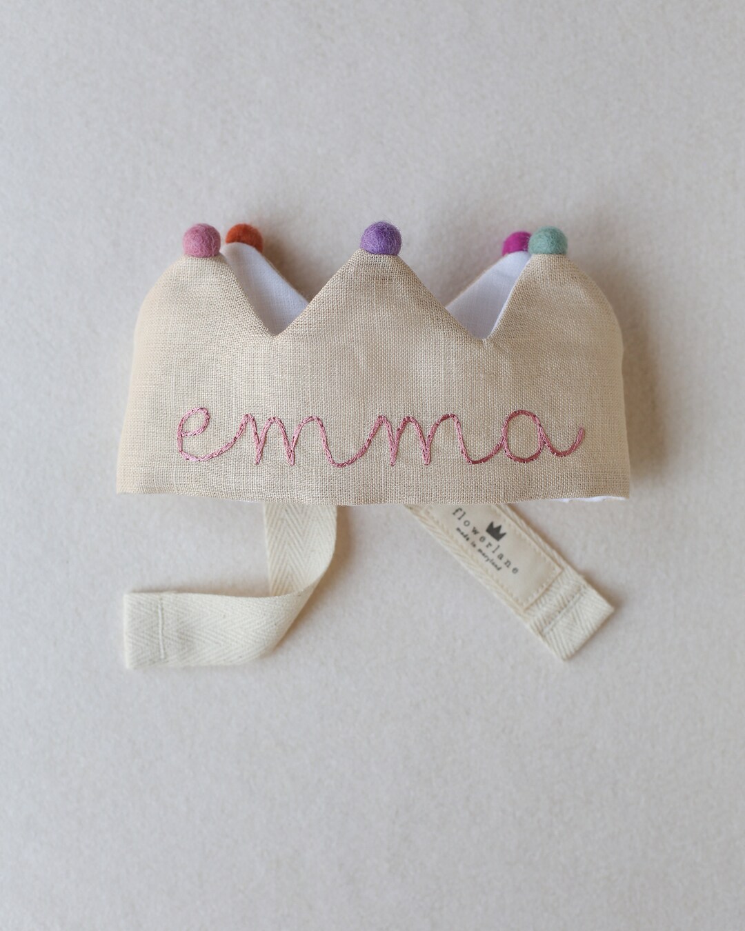 Beige First Birthday Crown With Personalization Baby Girl - Etsy