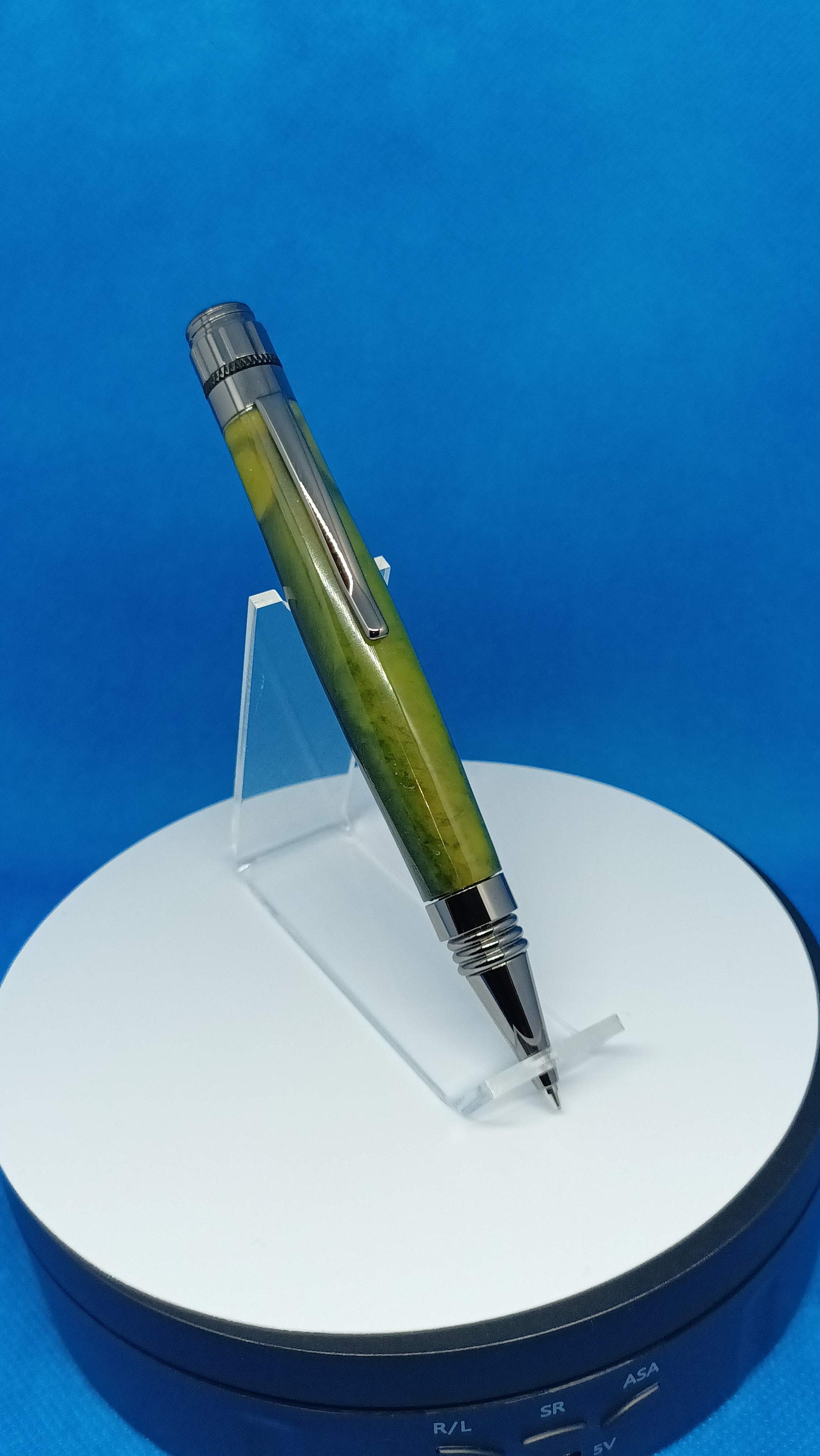 Twist Pen Fidget Custom Alumilite, Pine Green and Yellow Mix - Etsy