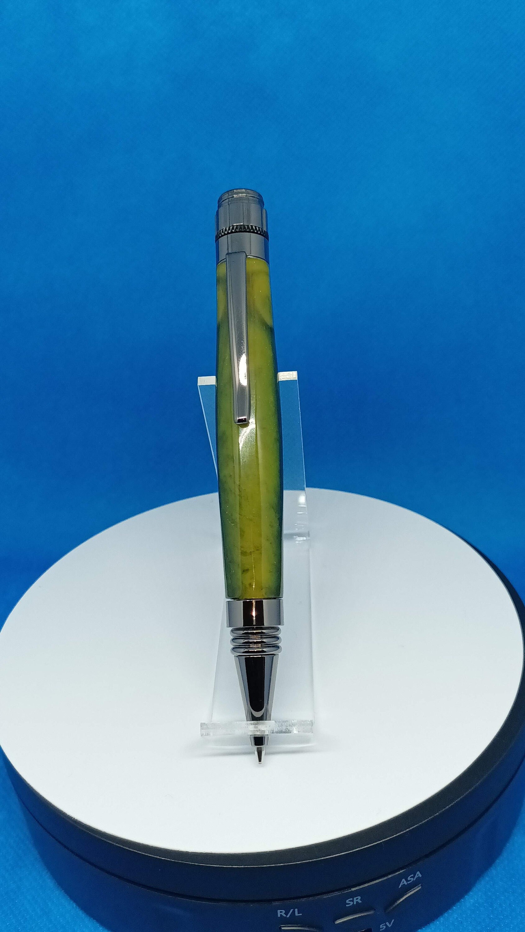 Twist Pen Fidget Custom Alumilite, Pine Green and Yellow Mix - Etsy