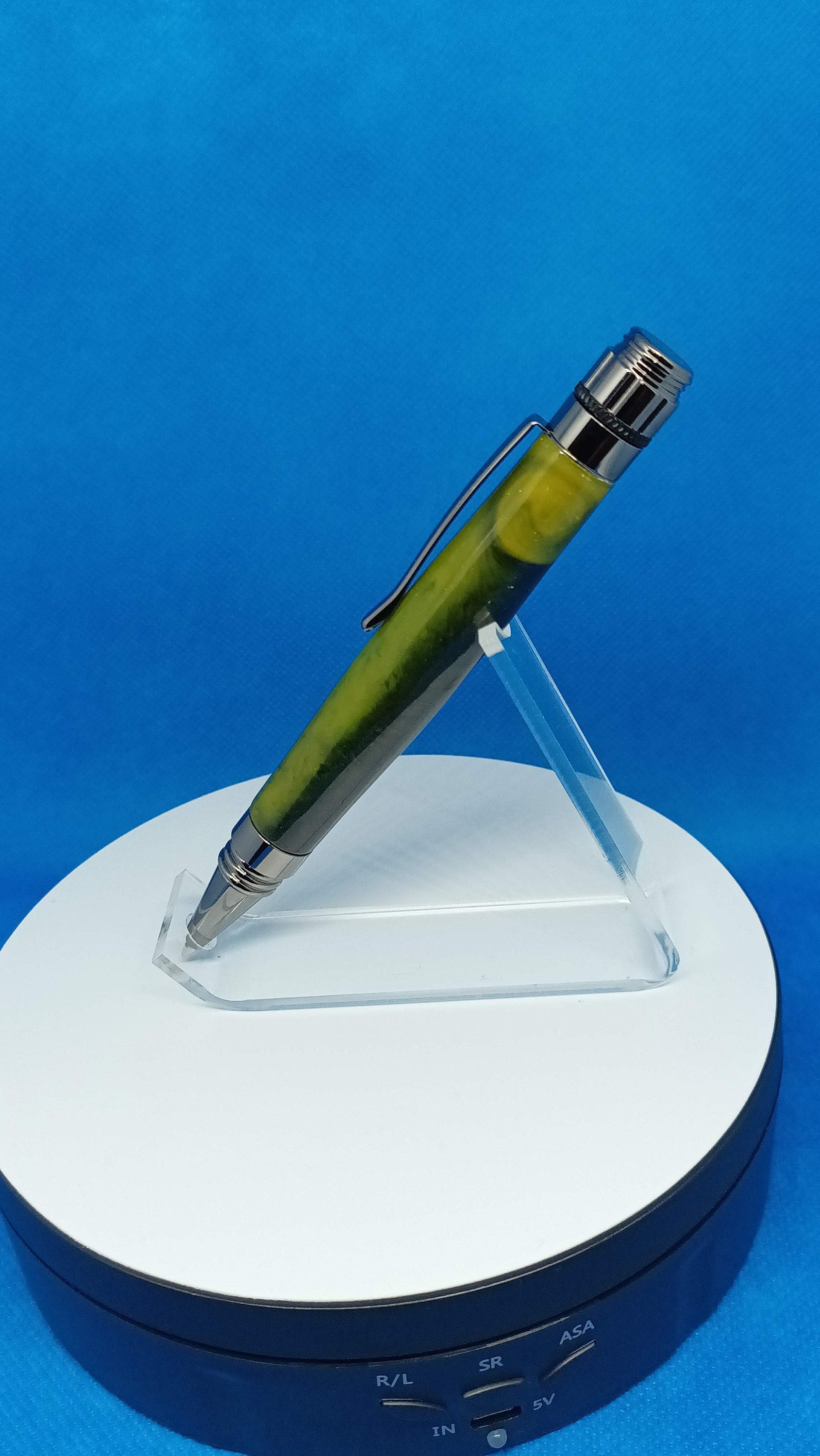 Twist Pen Fidget Custom Alumilite, Pine Green and Yellow Mix - Etsy