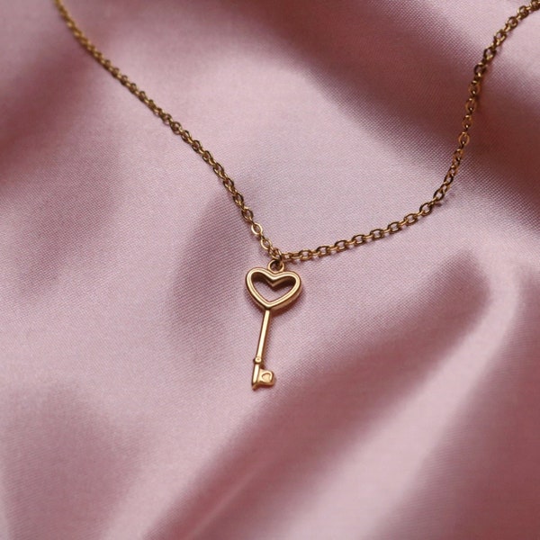 Heart Key Necklace - Etsy
