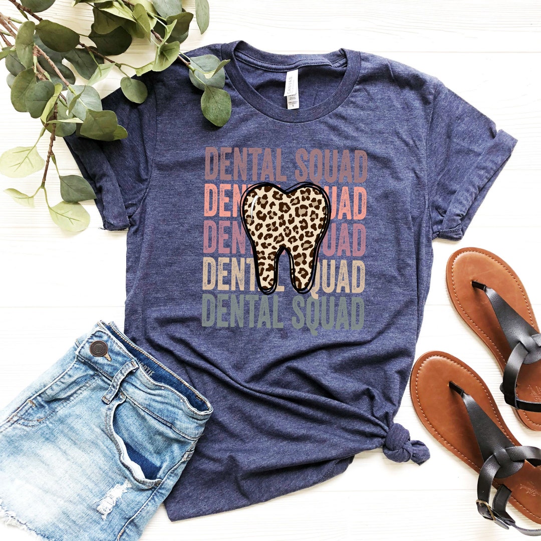 Dental Squad Shirt Dental Best Team T-shirt Leopard Teeth - Etsy