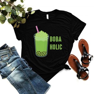 Boba Holic Shirt Bubble Tea Lover Tee Cup of Cold Green Boba Tea Shirt ...