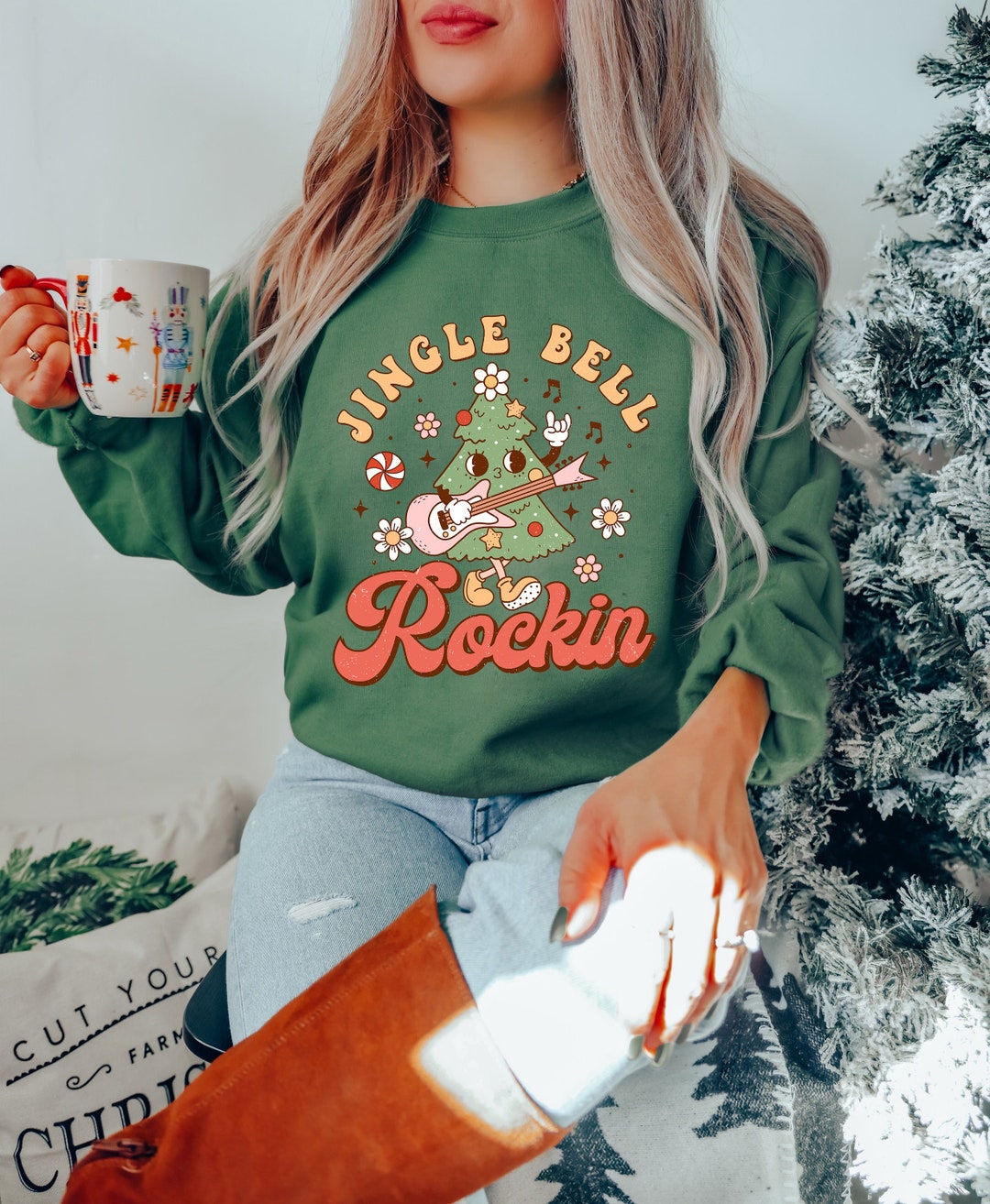 Jingle Bell Rockin Sweatshirt - Christmas Tree Sweater - Music Lover ...