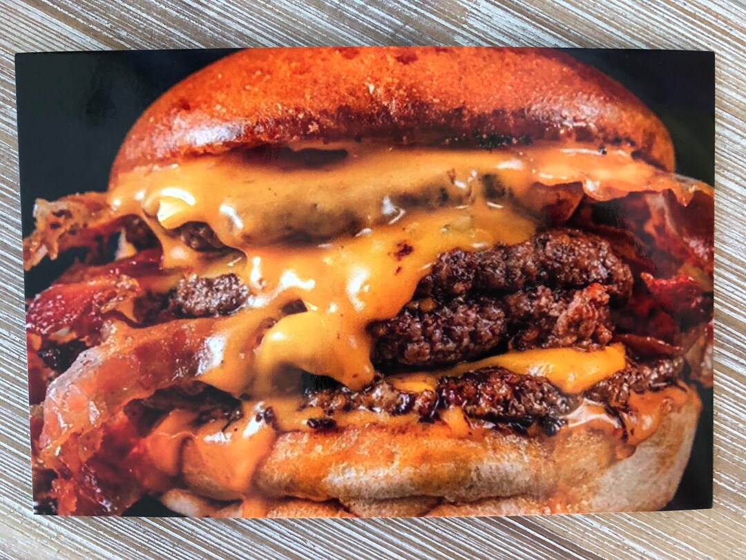 Cheesy Burger Postcard - Etsy
