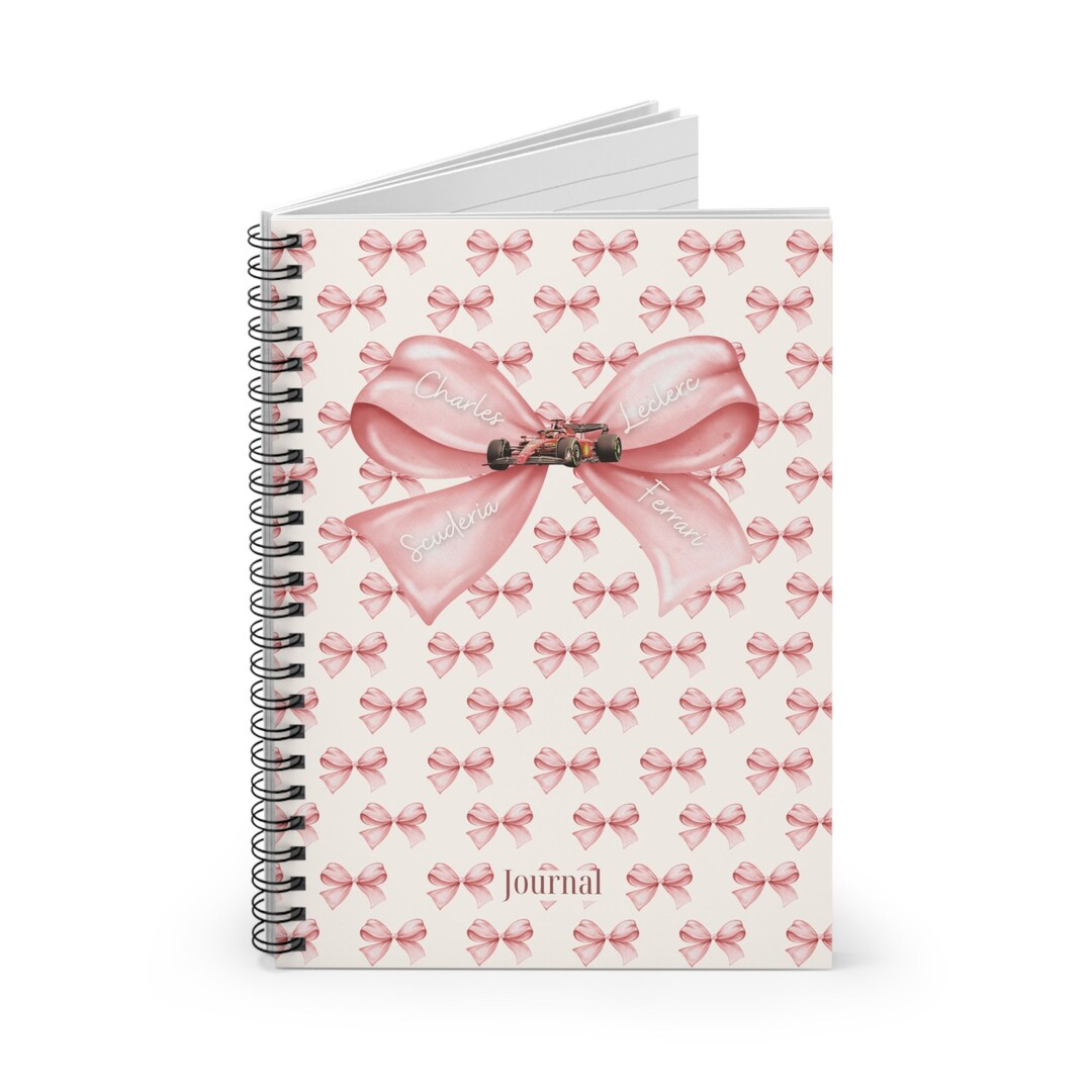 Charles Leclerc Pink Girly Bow Coquette Style Formula 1 Spiral Notebook ...