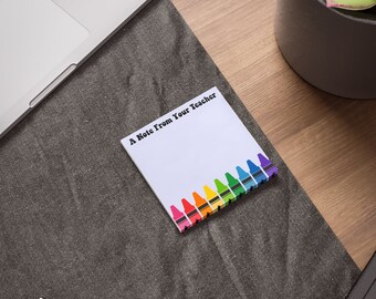 Teacher Sticky Note, Teacher Notepad, Crayon Sticky Note, Teacher ...