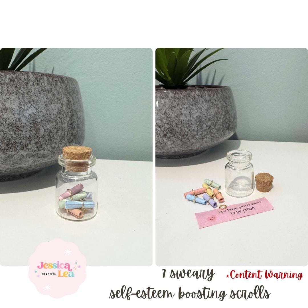 7 Sweary Self-esteem Boosting Scrolls in Glass Jar, Positive ...