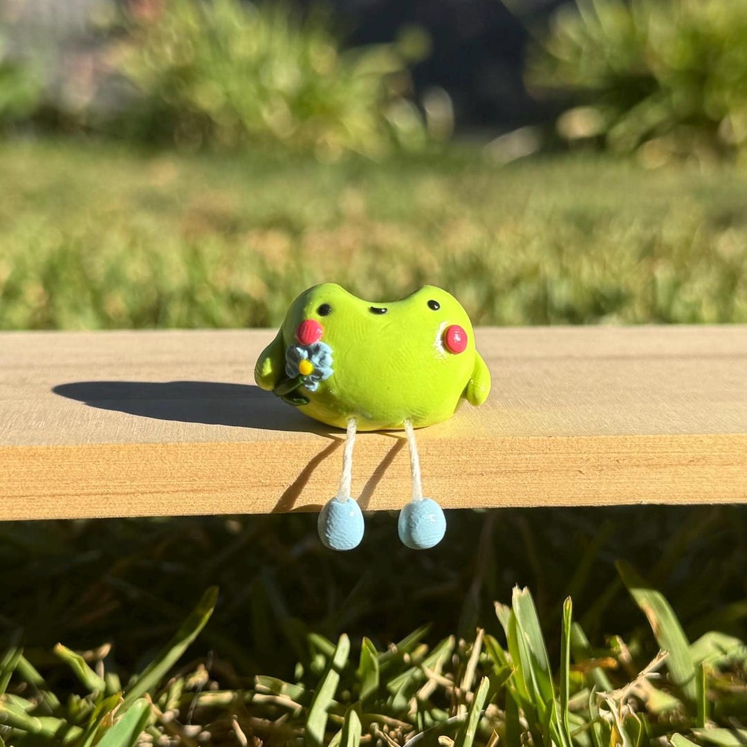 Frog With Dangle Legs - Handmade Miniature Clay Ornaments, Figurine ...