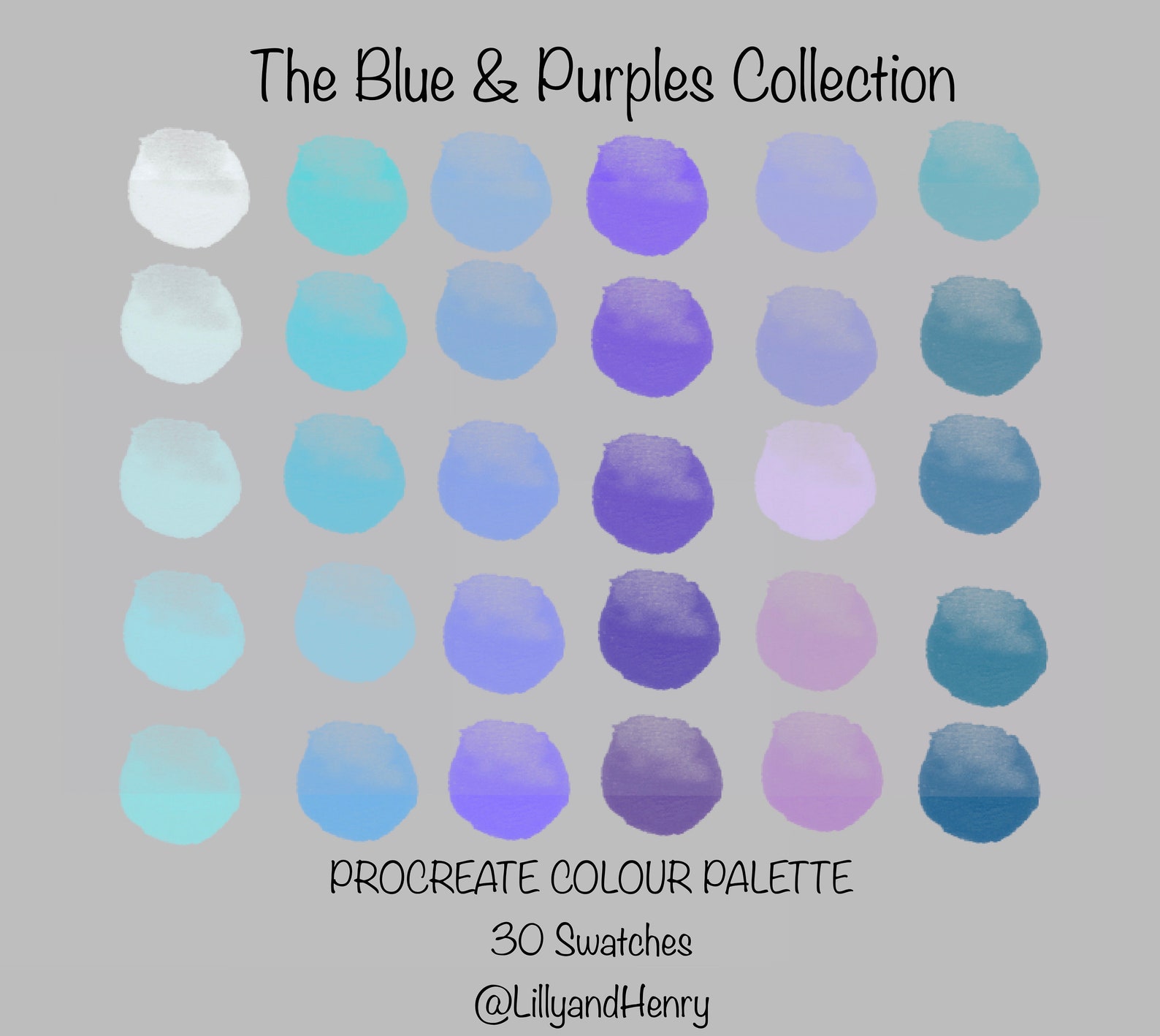 Procreate Colour Palette Swatches, Procreate Blue and Purple Colour ...