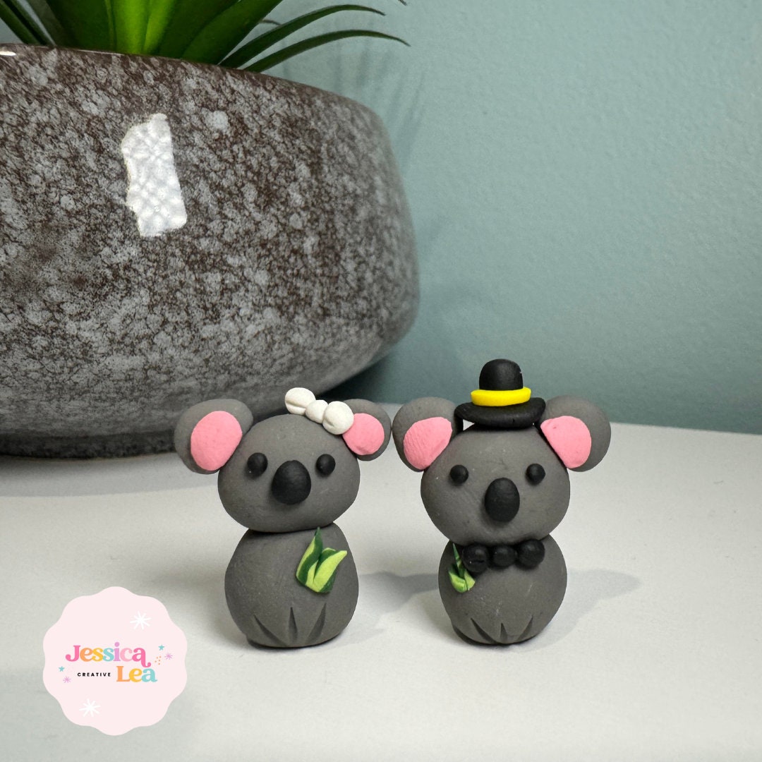 Koala Couple Wedding Cake Topper, Koalas, Husband & Wife, Handmade ...