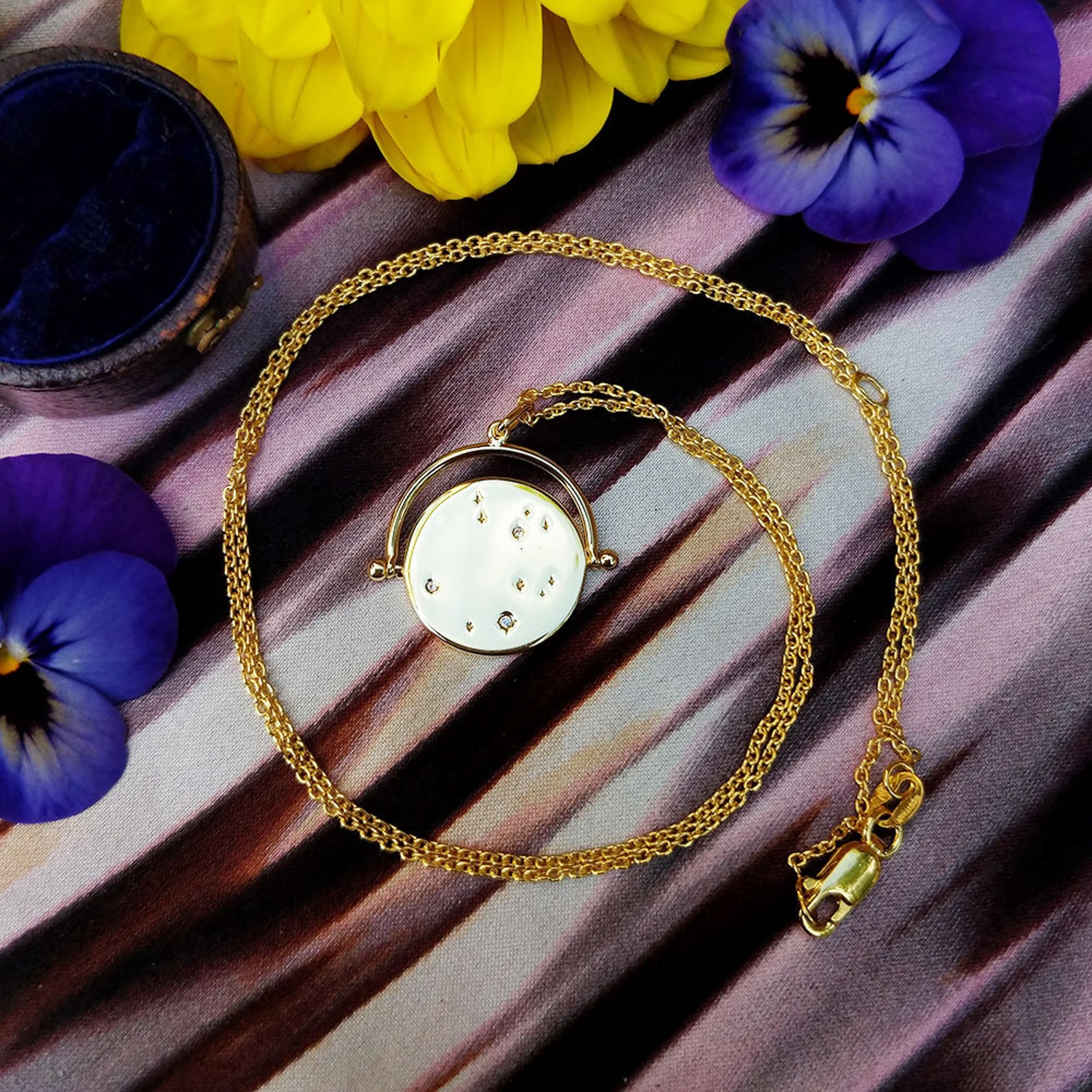 Stars Night Sky Constellation Fob Pendant Necklace in 14ct | Etsy UK