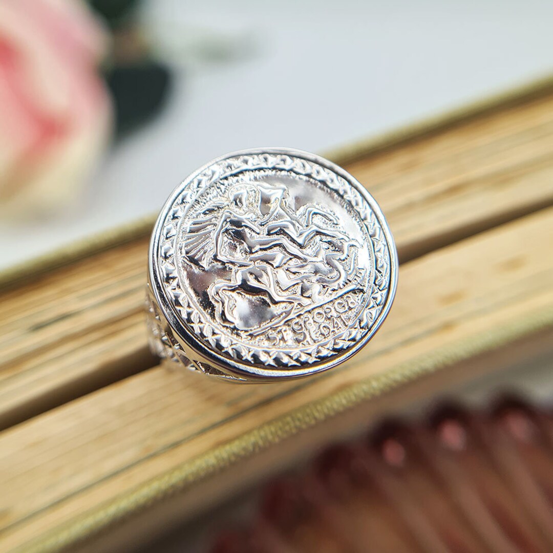 Half Sovereign Style St George Coin Ring in Sterling Silver - Etsy