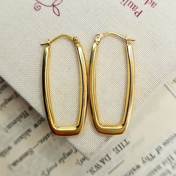 9ct Gold Rectangle Earrings - Etsy