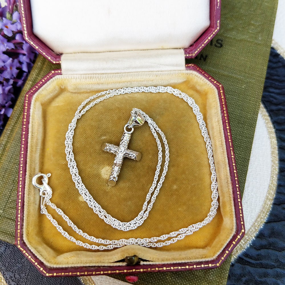 Small Crucifix Pendant Chain Necklace in Sterling Silver | Etsy