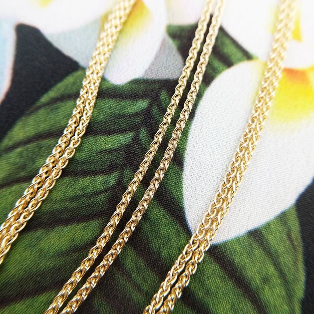 Fine Spiga Wheat Chain Necklace, 1.3mm, in Solid 9ct Yellow Gold 18 20 ...